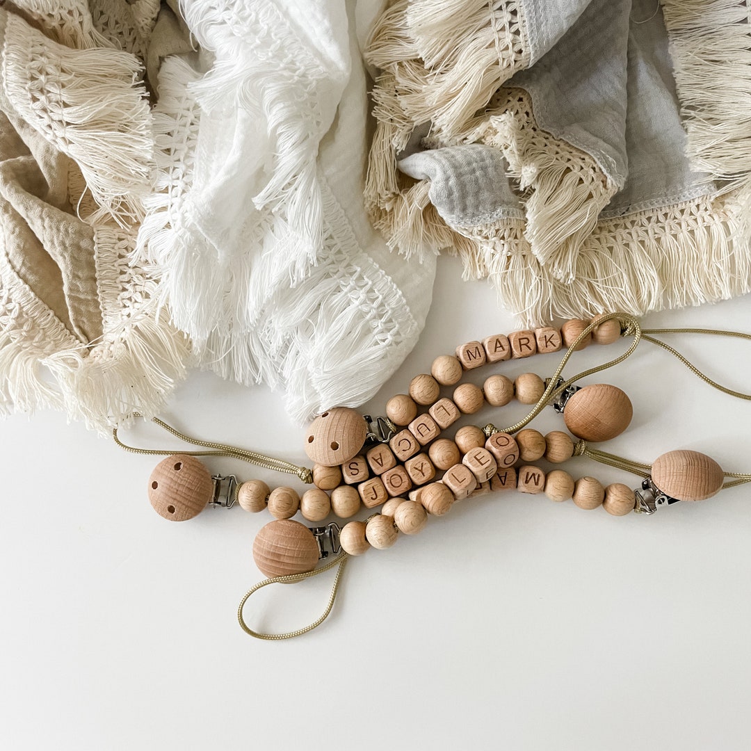 Personalized Wood Pacifier Clips - Etsy