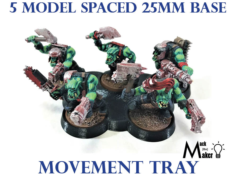 25mm Base 5 Model Warhammer 40K and Age of Sigmar Movement Tray Great ...