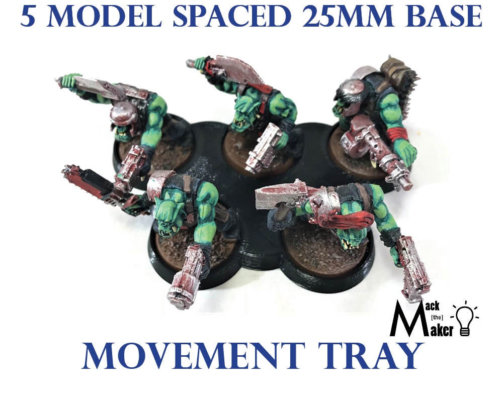 25mm Base 5 Model Warhammer 40K and Age of Sigmar Movement Tray Great ...