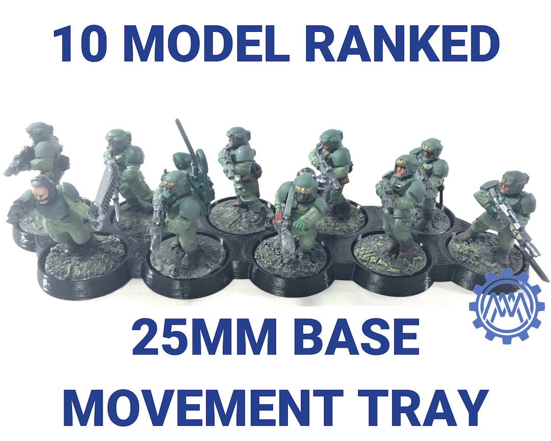 10 Model 25mm Base Warhammer 40K Wargaming Movement Tray Ork Tau ...