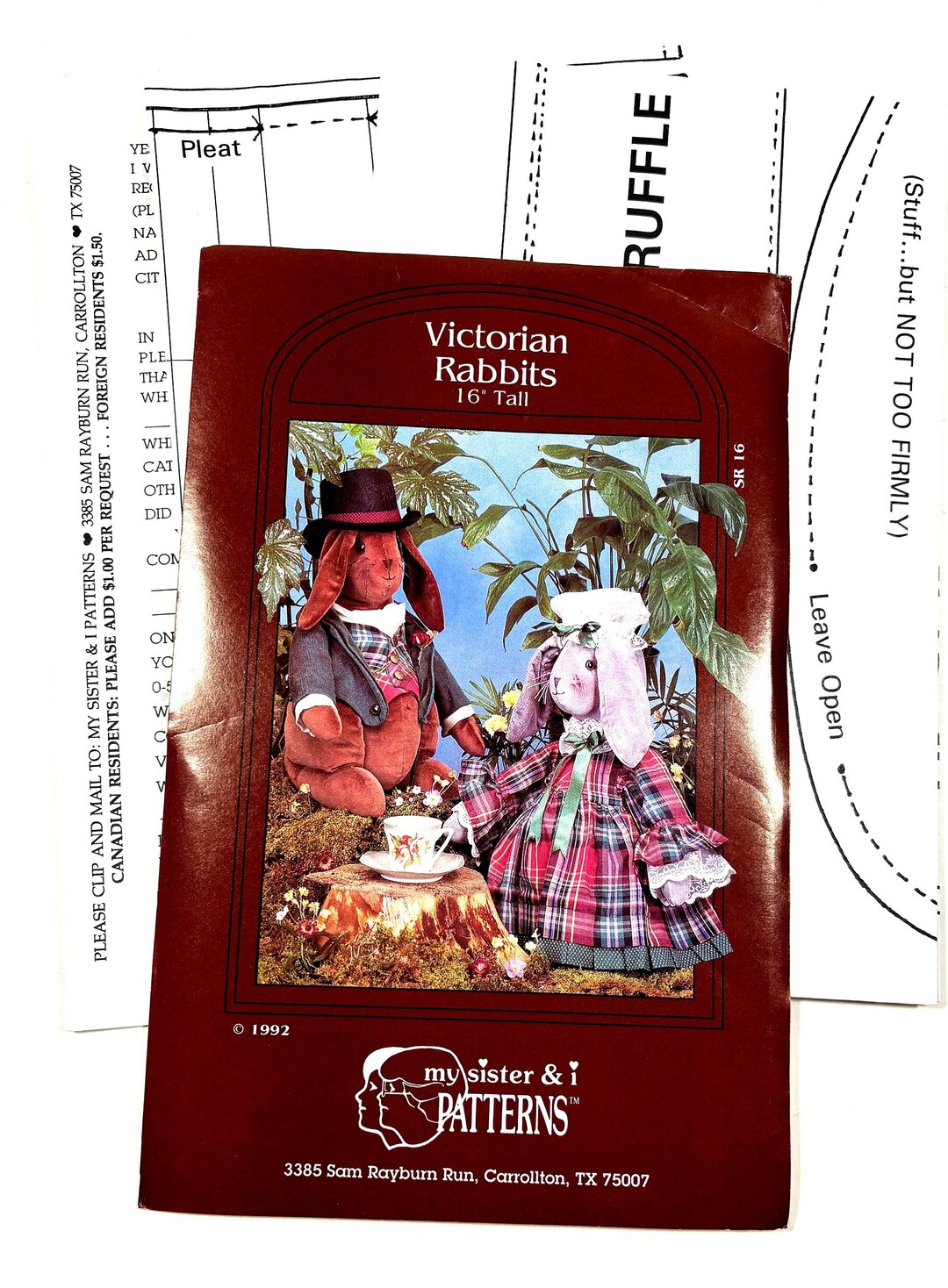 Rabbit Stuffed Dolls, Victorian Style Rabbits Pattern 16” Tall With ...