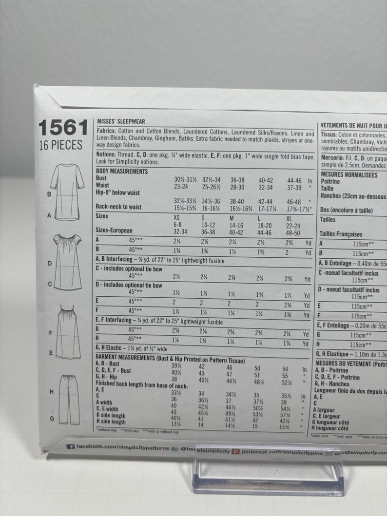 Simplicity 1561 Uncut FF Misses Sizes XS- M Easy Nightshirt, Nightgown ...