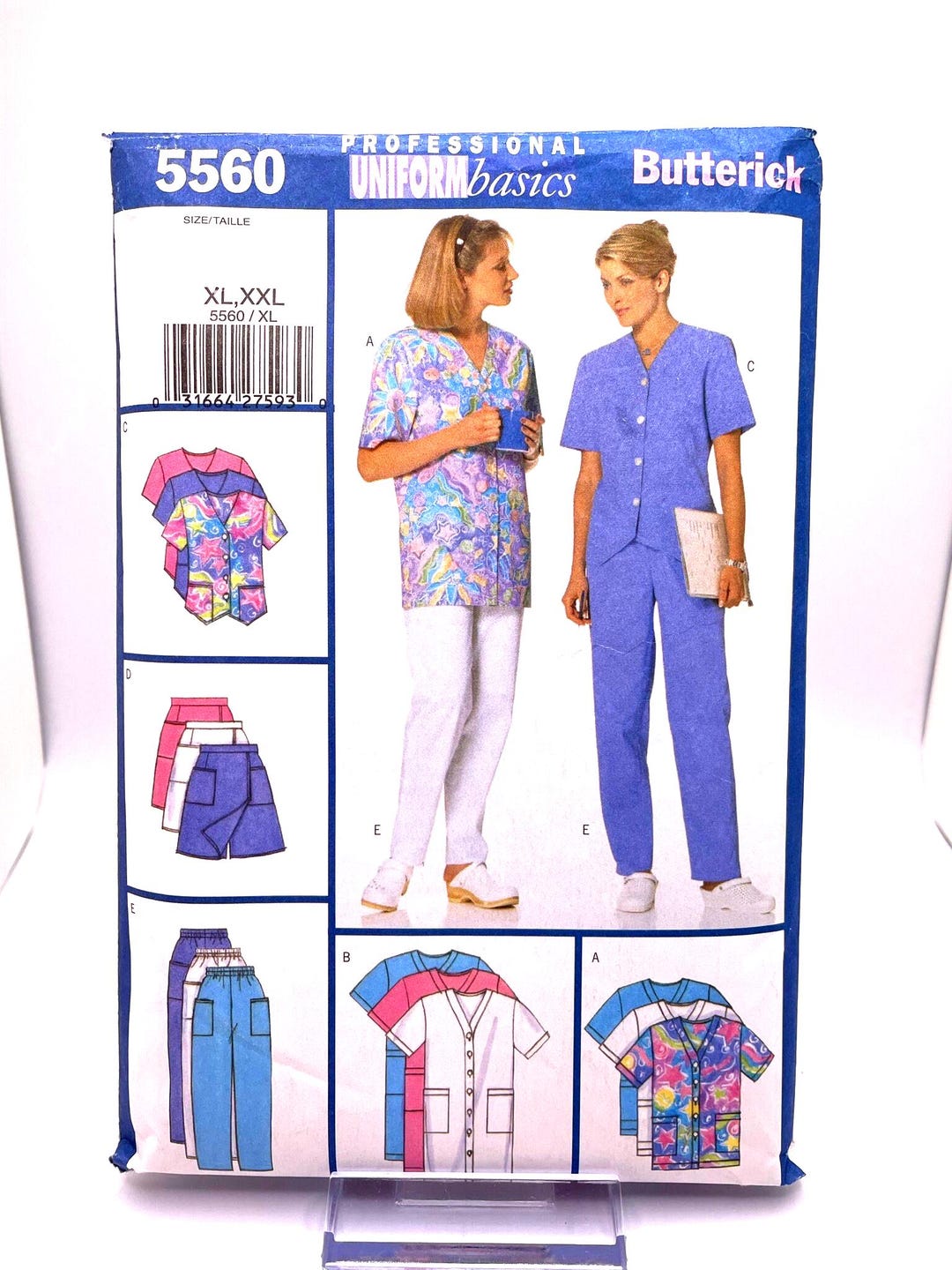 Butterick 5560 Sewing Pattern: Misses XL-XXL Scrubs Dress, Top, Skort ...