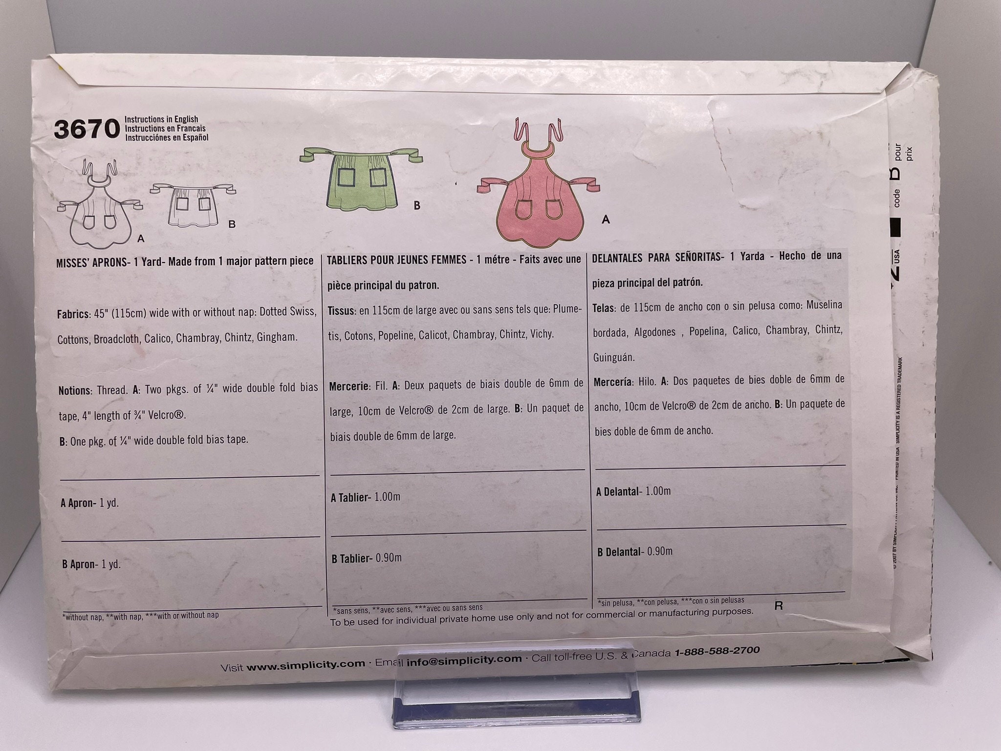 Simplicity 3670 Uncut FF Misses Size One Size 2 - Etsy