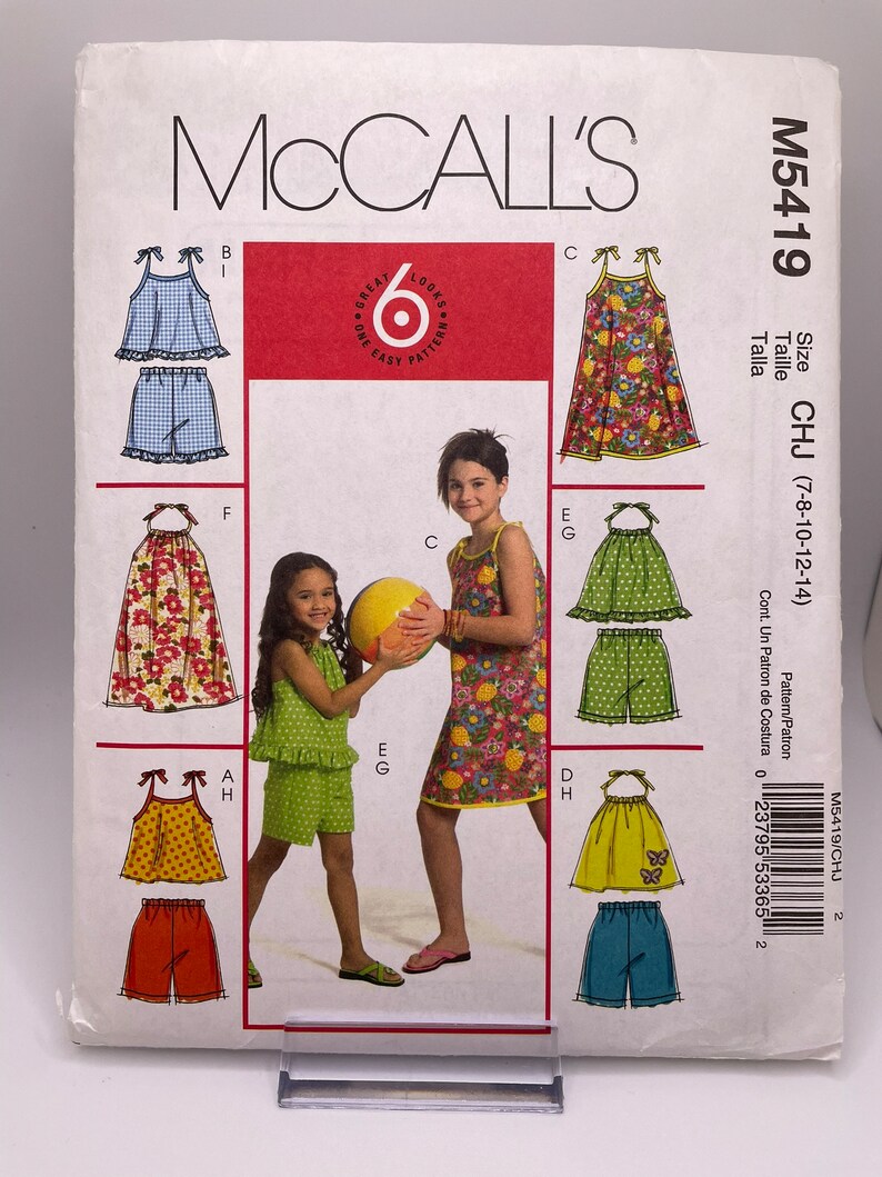Mccall's M5419 Uncut FF Girls Sizes 7 14 Tops, Dresses and Shorts - Etsy