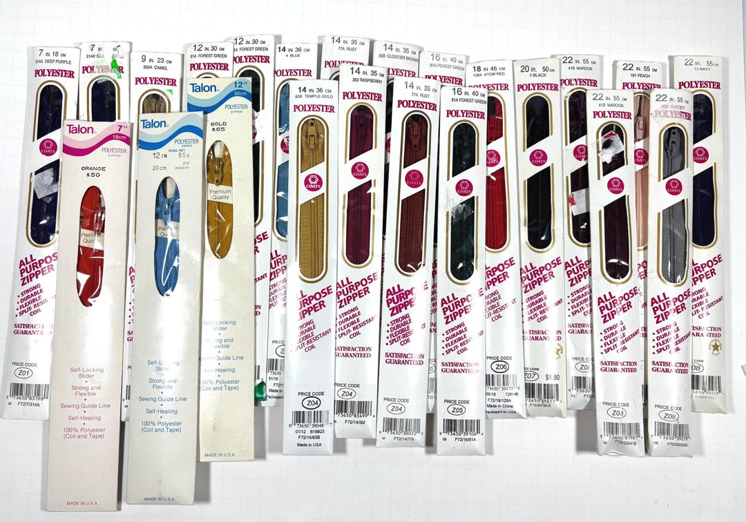 All Purpose Zippers Talon, Coats & Clark, Various Colors and Length ...