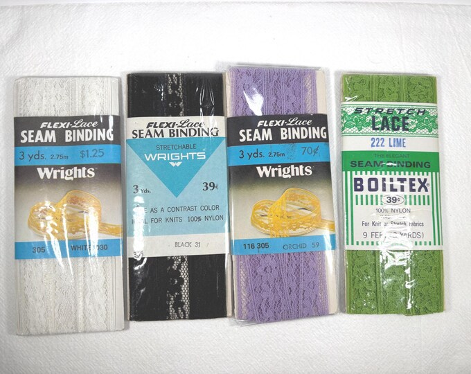 Vintage Wrights Flexi-lace Seam Binding: 3/4" Nylon Lace, 3 Yards - Etsy