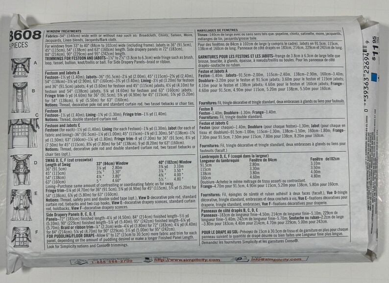 Simplicity 8608 Uncut FF Window Treatments - Etsy