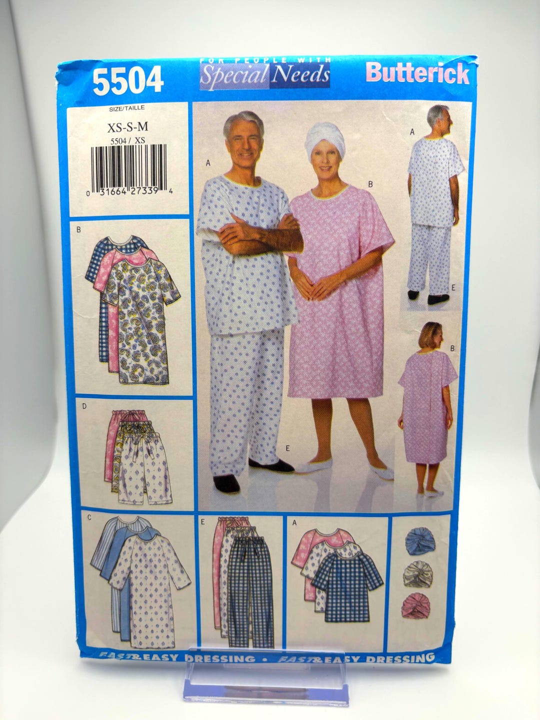 Butterick 5504 Uncut FF Sizes XS - M Unisex Hospital Gown, Snap-back ...