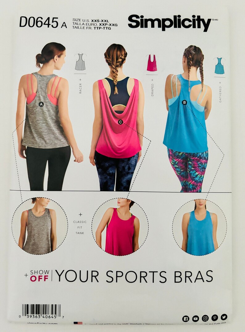 Simplicity D0645 Uncut FF Misses' Sizes XXS XXL Knit Tops With Back Variations, Sleeveless Show ...