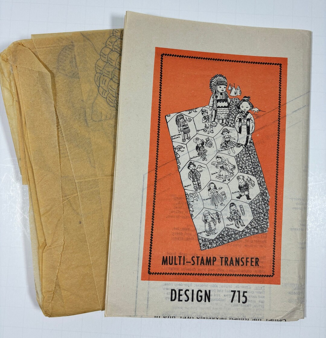 Vintage Multi Stamp Transfer Uncut FF Dolls-of-nations Quilt 715 48 X ...