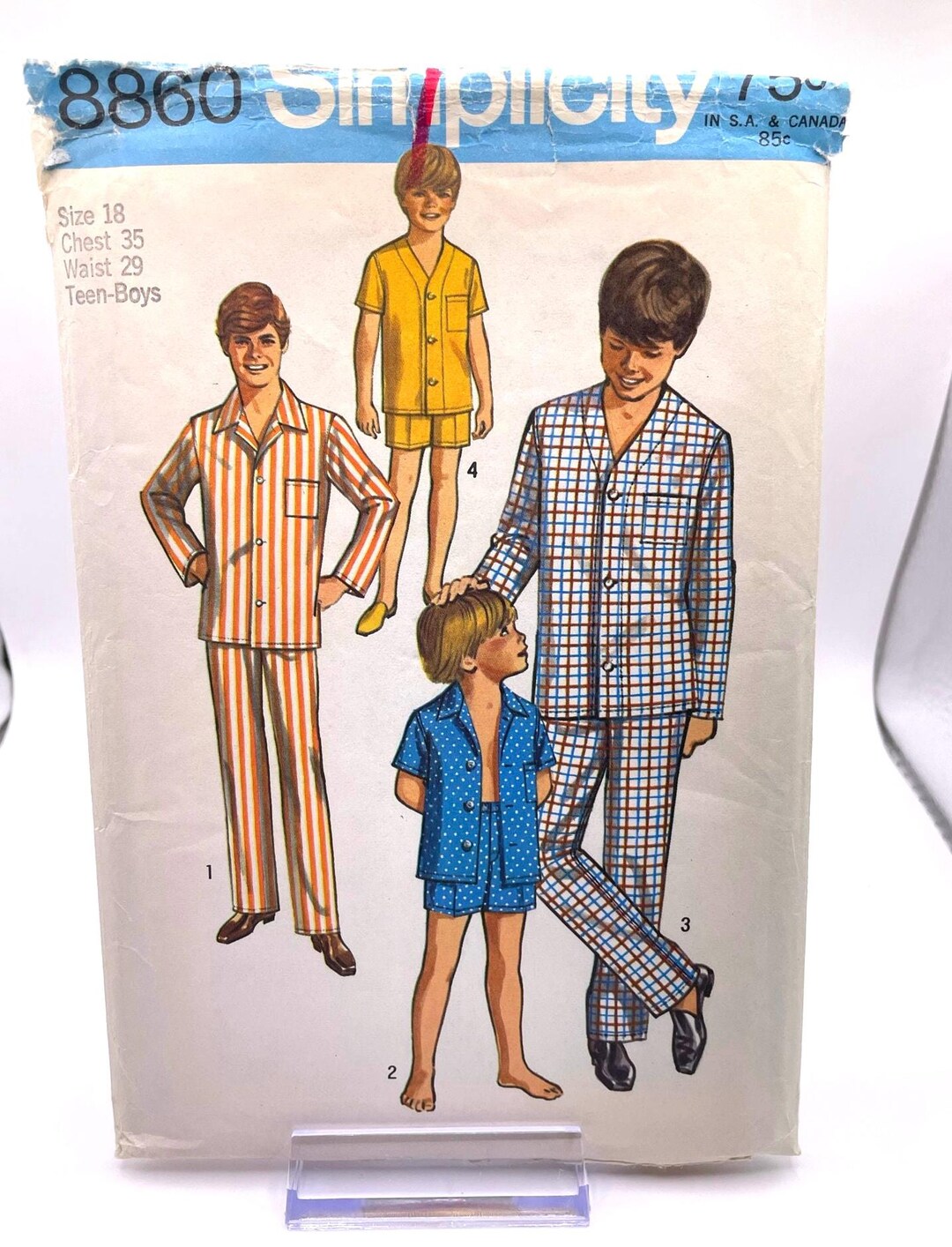 Simplicity 8860: Teen Boy Pajama Sewing Pattern, Size 18 - Etsy