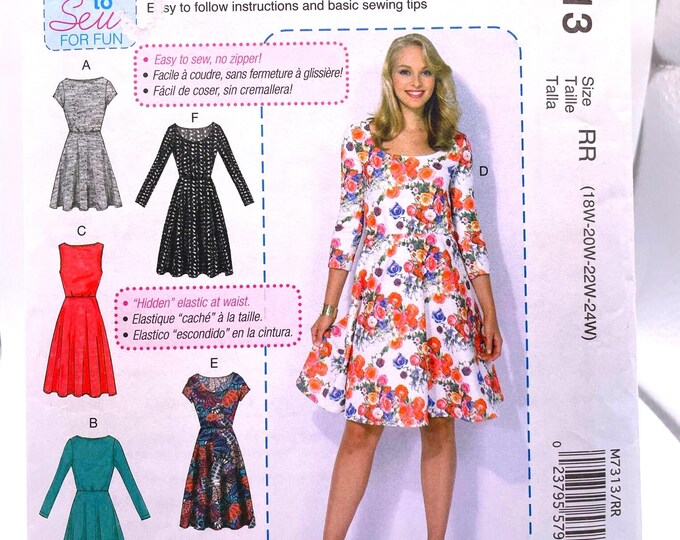 Mccall's M7530 Uncut FF Misses Sizes 14 - 22 Lined Pullover Dress With ...