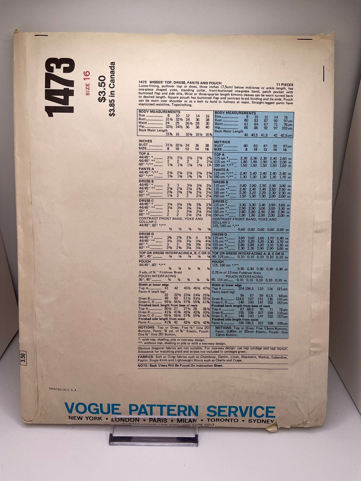 Vogue Basic Dress 1473 UNCUT & FACTORY FOLDED Ca. 1976 Size - Etsy