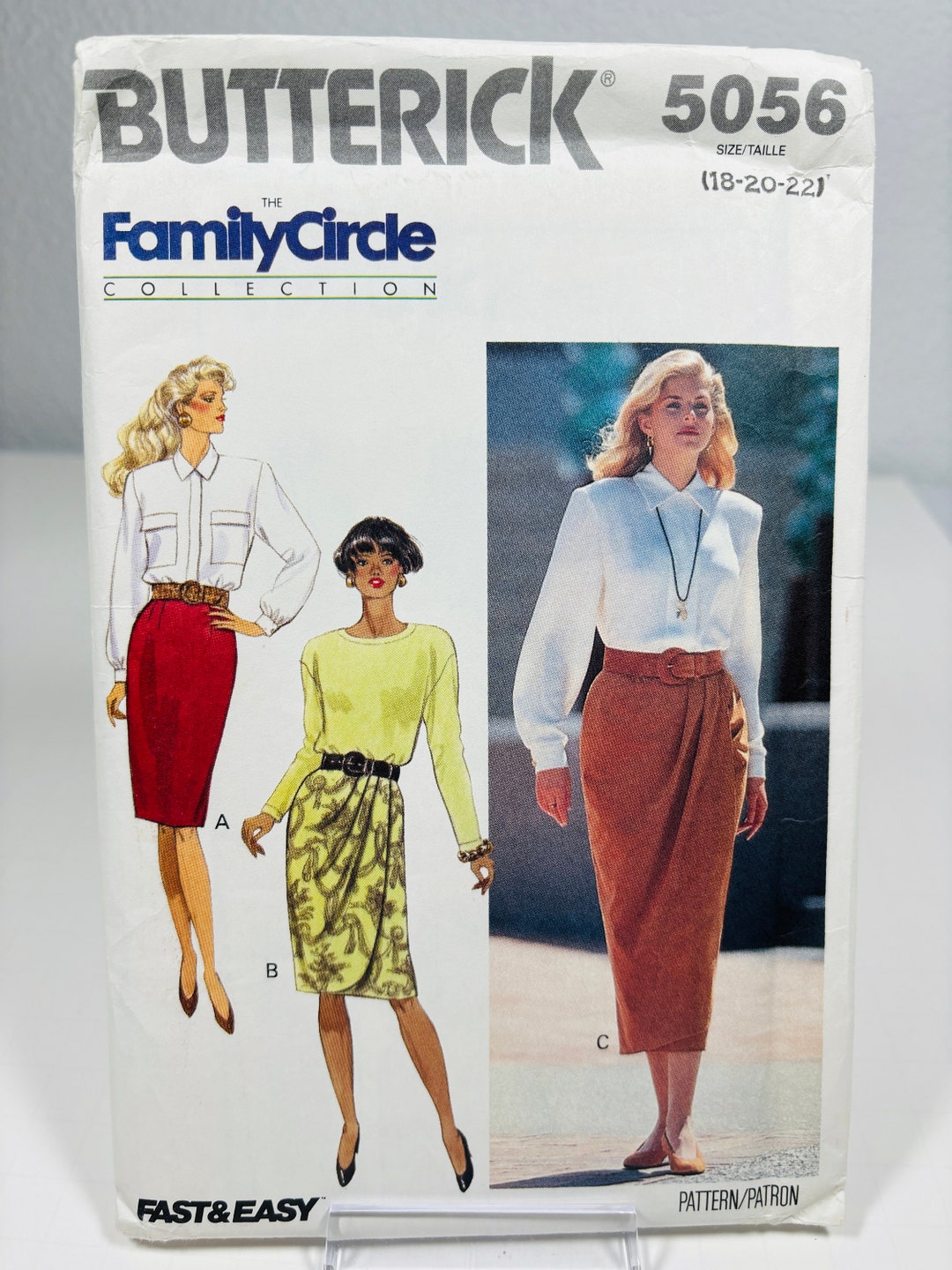 Butterick 5056 Uncut FF Misses Sizes 18 - 22 Skirt Mock Wrap or Flat ...