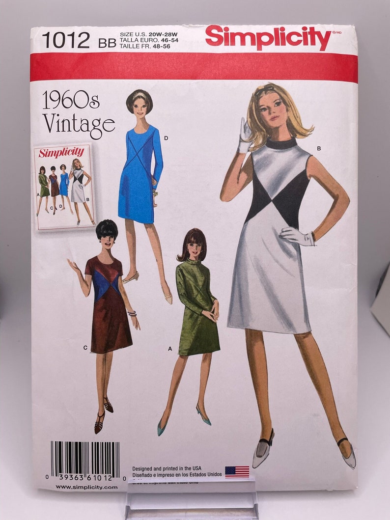 Simplicity 1012 Uncut FF Sizes 20W 28W Misses Vintage Shift - Etsy