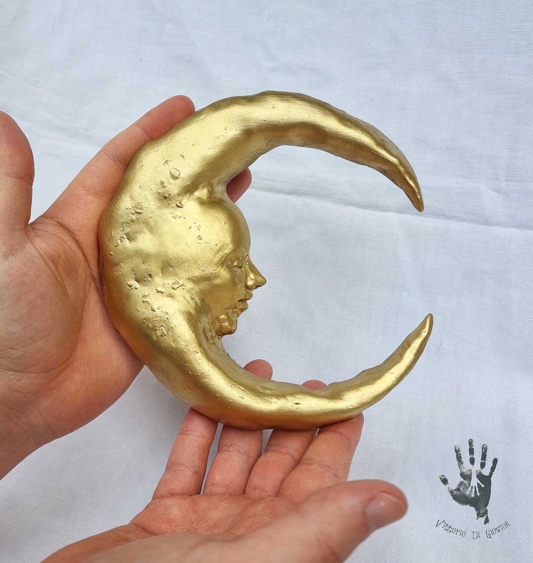 Crescent Moon Wall Sculpture, Moon Decoration, Moon Face Wall Art ...