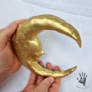 Crescent Moon Wall Sculpture, Moon Decoration, Moon Face Wall Art ...