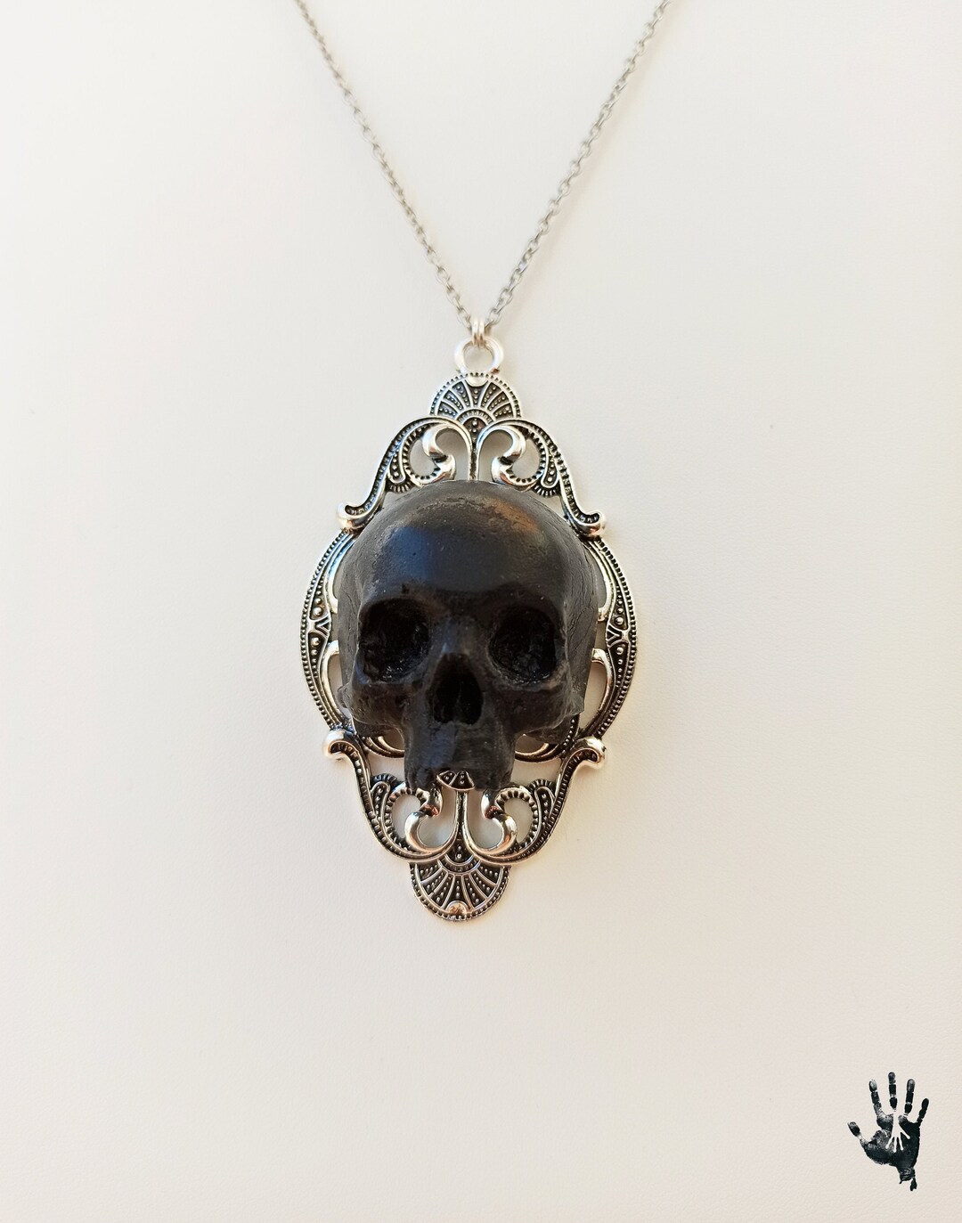 Black Skull Necklace, Gothic Jewelry, Victorian Jewelry, Gothic Gift ...