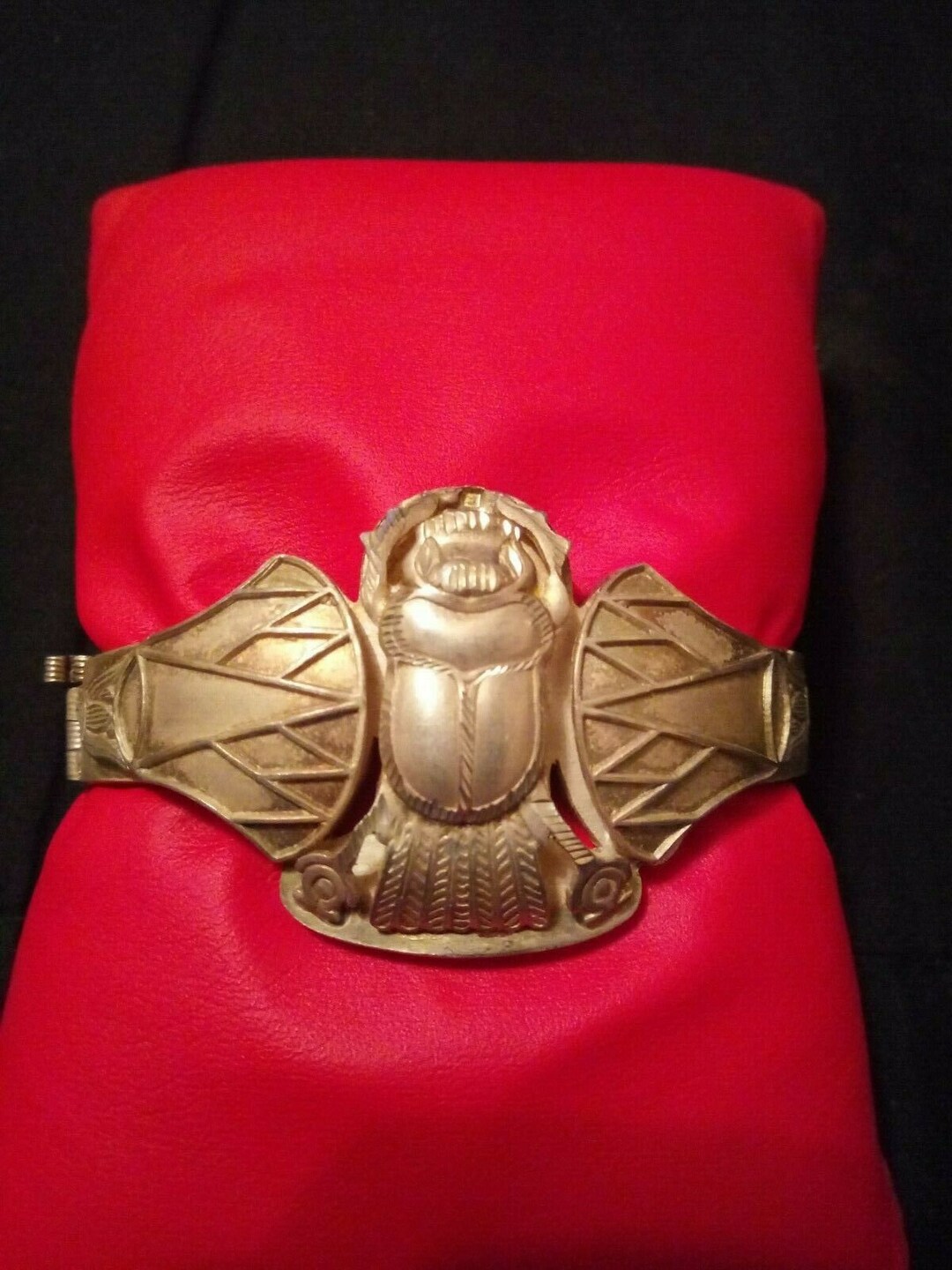 SALE VTG Egyptian Silver Scarab & Lotus Design Hinged Pin Clasp ...