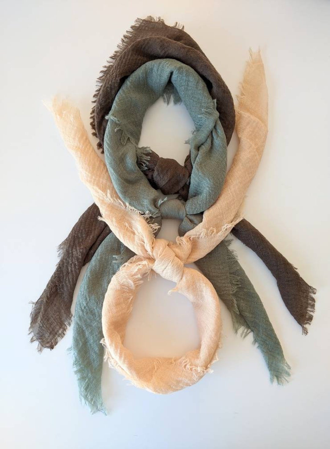 GAUZE - FLOWER Collection! Set of 3 Gauze Scarves - Bronze, Honeysuckle ...