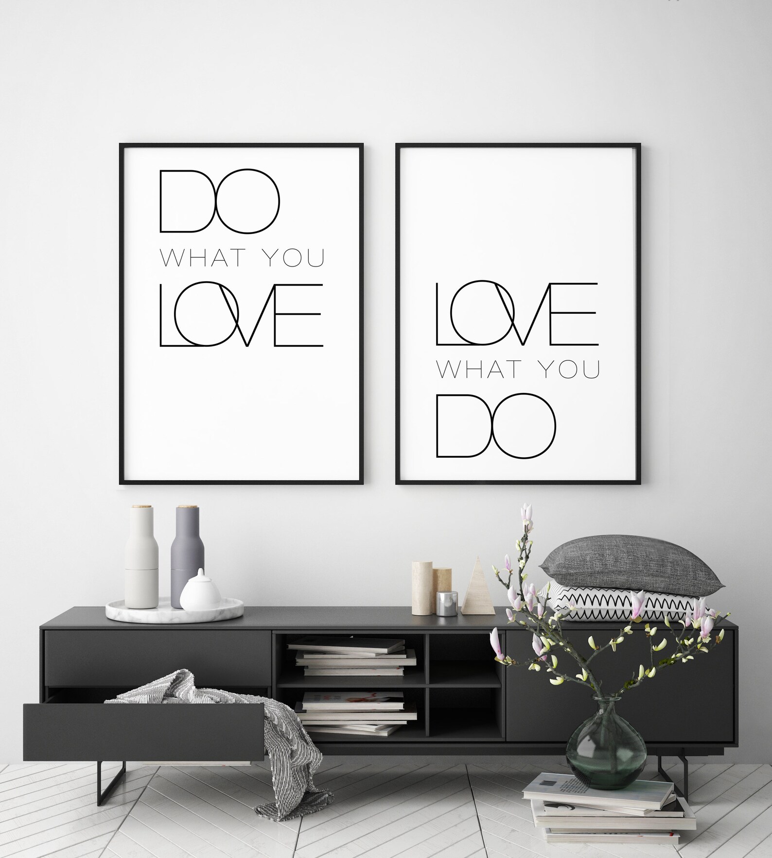 Poster-Set: do what you love love what you do sw | Etsy