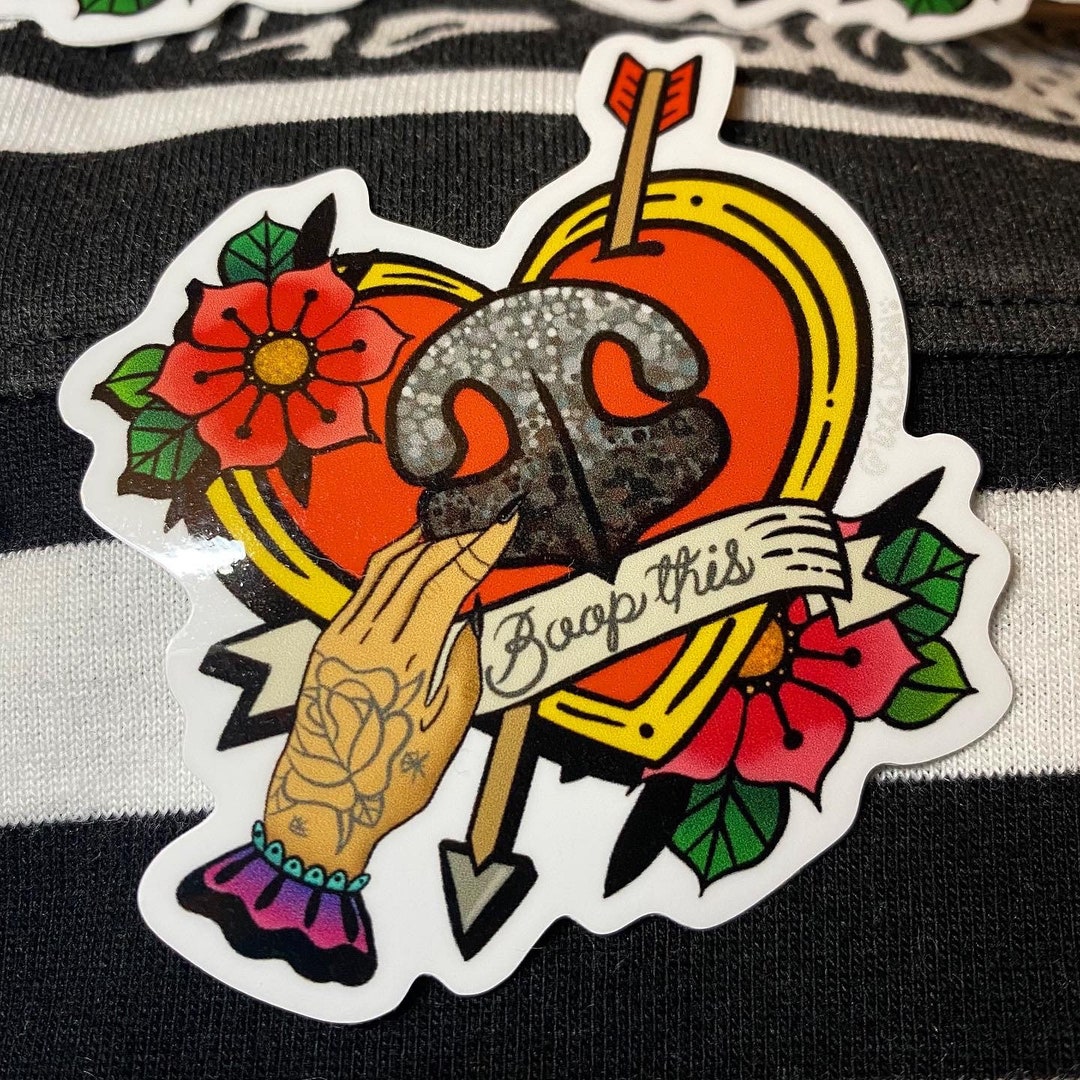 BOOP This Dog Nose Sticker - 2.5” Dog Lover Tattoo Style Design Decal ...