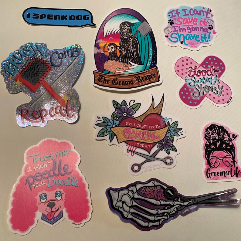 New! 2 Choices! Dog Groomer / Pet Stylist Stickers Best Sellers! Pack ...