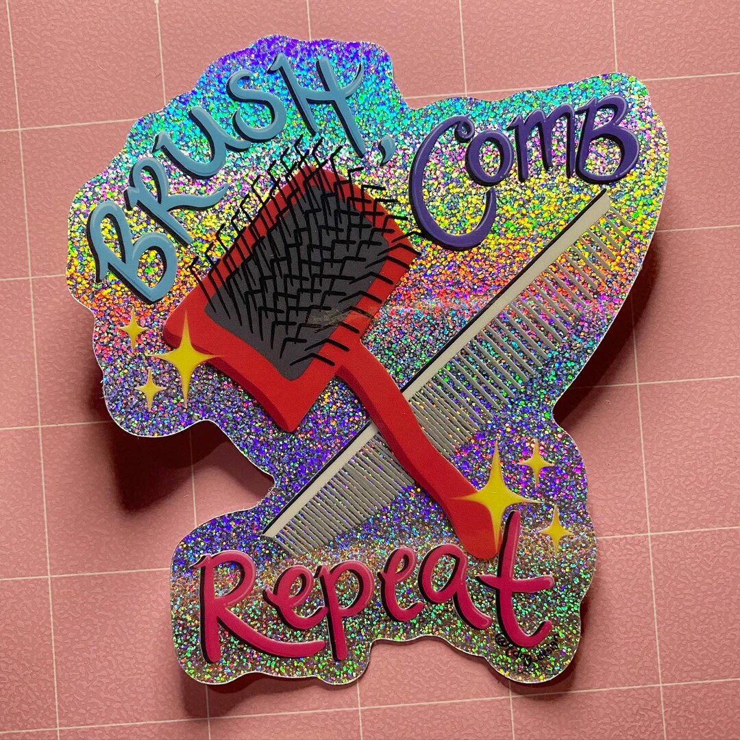 Brush, Comb Repeat Holographic Dog Groomer Sticker Pet Stylist, Dogs ...