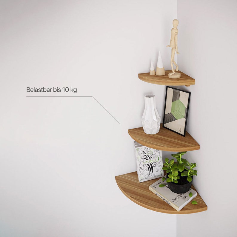 BestLoft Corner Shelf Eck Regal Regal Rund Wandregal rund Holz ...