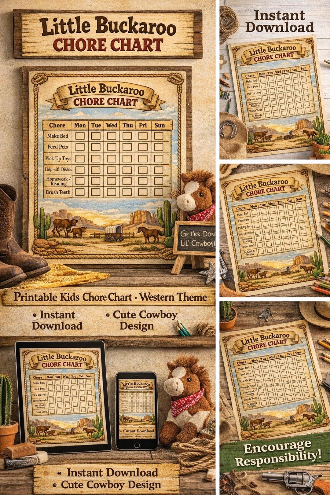 Little Buckaroo Chore Chart Printable | Western Kids Chore Chart ...