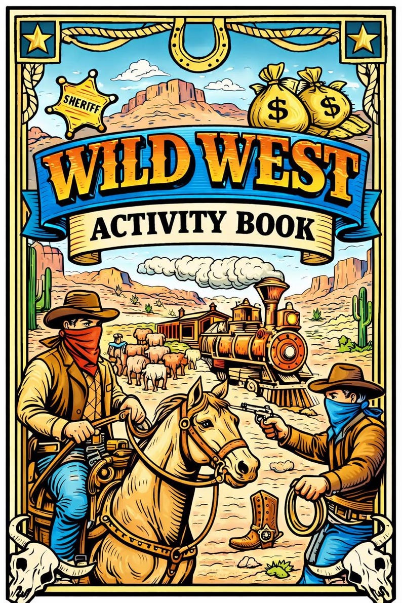 Wild West Coloring Book for Kids | Cowboy & Cowgirl Activity Book ...
