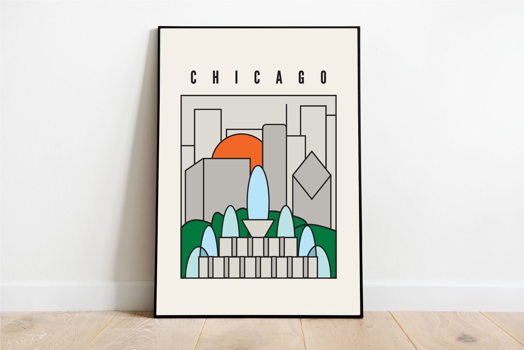 Chicago Modern Geometric Travel Poster - Etsy