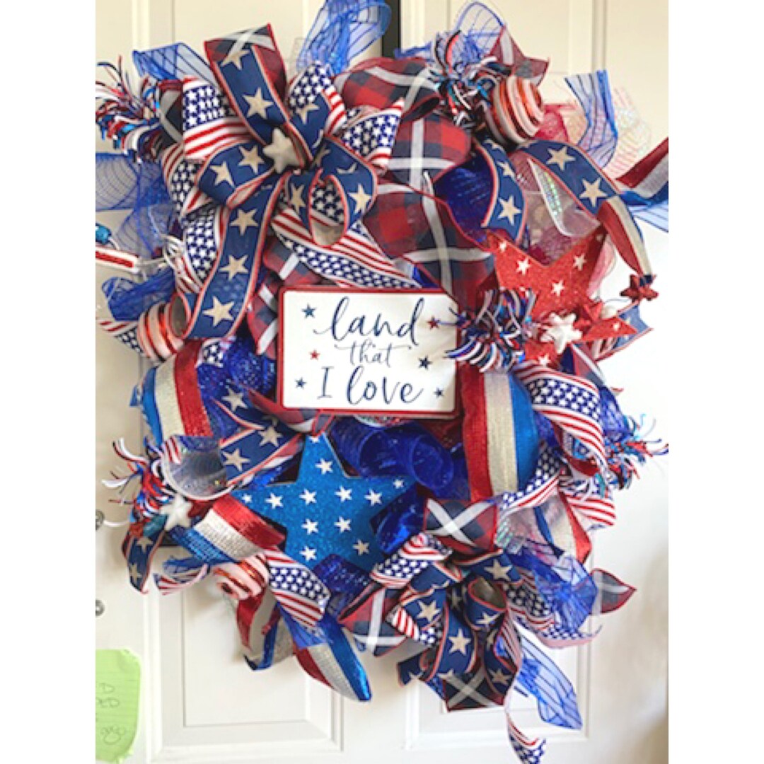 Patriotic Wreath, Deployment Bow, 4th of July Wreath, Fourth of July ...