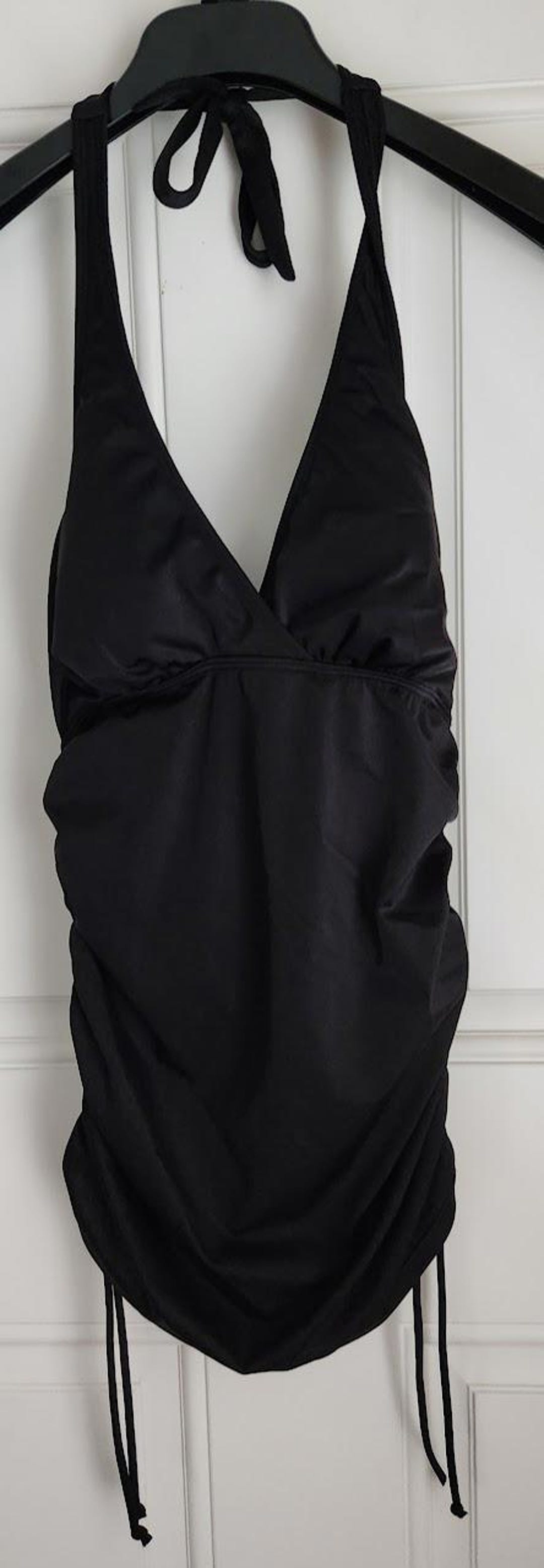 Miraclesuit Black Bathing Swimsuit Tankini Halter Top Cinch Sides Soft ...