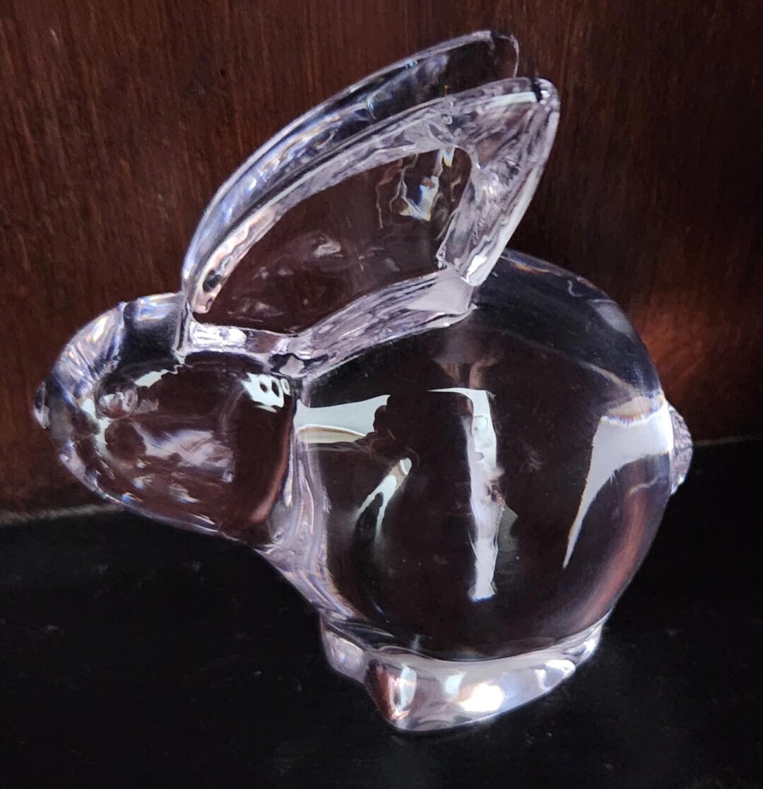 Vintage Oneida Crystal Glass Light Pink Bunny Rabbit Korea Paperweight ...