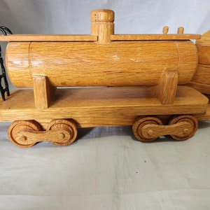 Wood Toy Train 2 Pc 17" Vintage Sturdy Handmade Antique Steam Engine ...