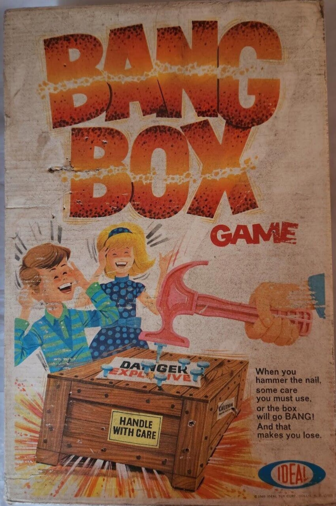 VINTAGE 1969 Bang Box Game Ideal Children's Hammer Nail Balloon Party ...