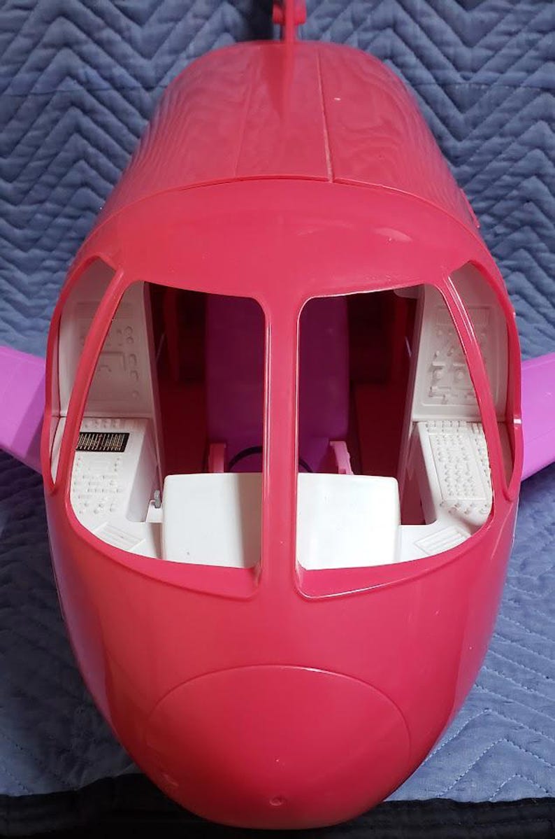 Barbie Doll Jet Airplane Toy Glam Purple Pink Mattel 1999 31" Pilot ...