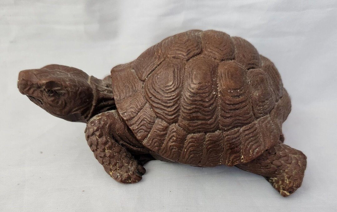 VTG Red Mill Realistic Turtle Figurine Carved Faux Wood Brown ...