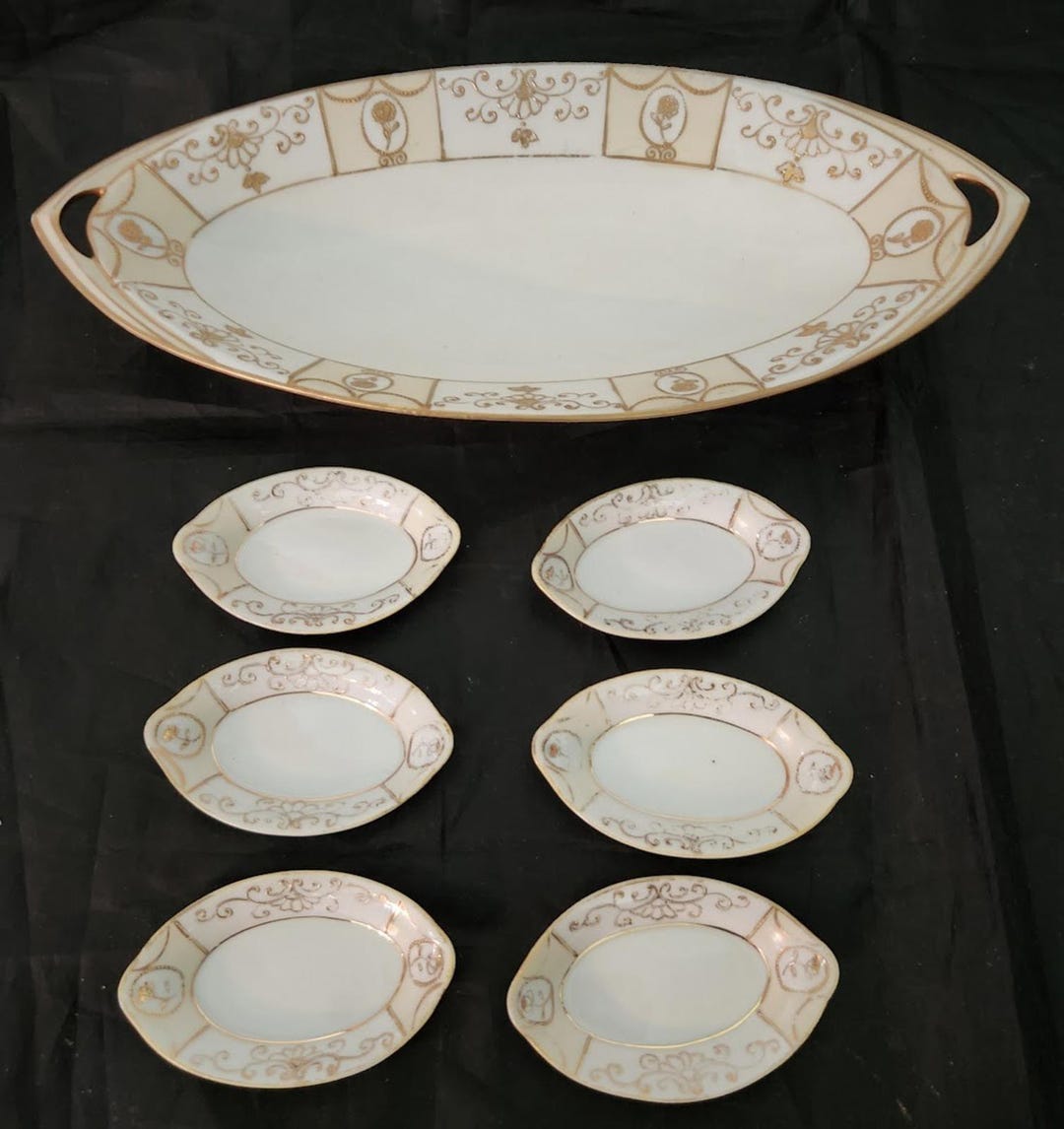 Antique 1920s Nippon Morimura Bros 7-pc Bone China Celery Platter ...