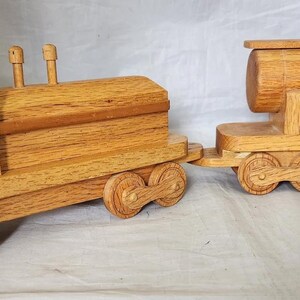 Wood Toy Train 2 Pc 17" Vintage Sturdy Handmade Antique Steam Engine ...