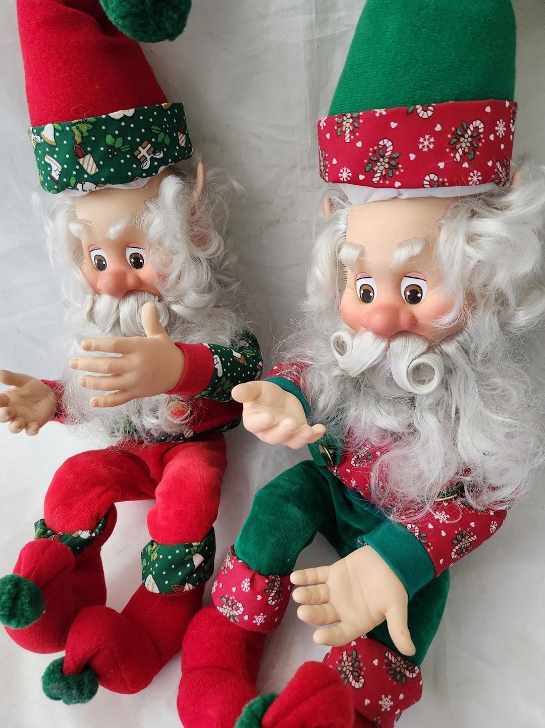2 VTG 90s Enesco North Pole Christmas Poseable Santa Elf 20 Doll Sandi ...