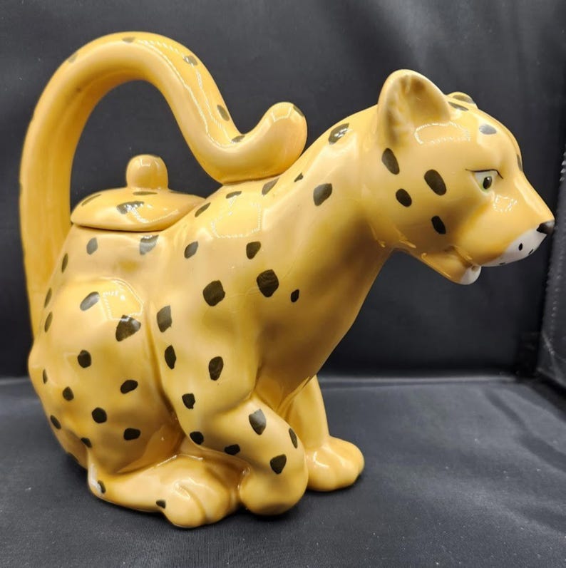 Vintage Spotted Leopard Cheetah Teapot OCI Fitz Floyd Lidded Pitcher ...