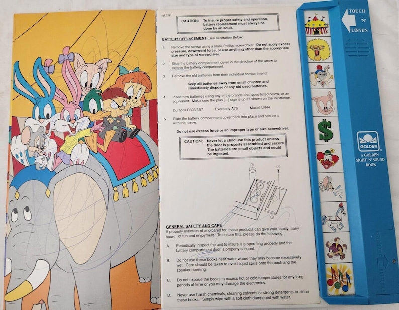 Vintage Golden Sound Story Book Tiny Toons Circus Comes to Town WORKS ...