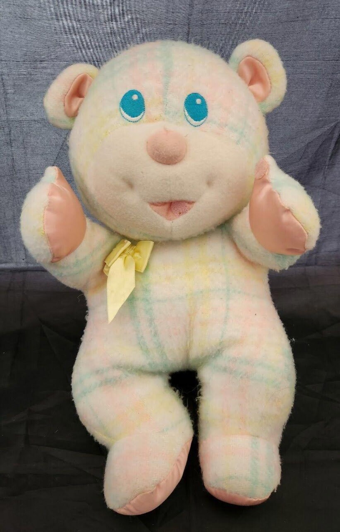 VTG Playskool Snuzzles Thumb Sucking Bear Pastel Plaid Baby Blankies ...