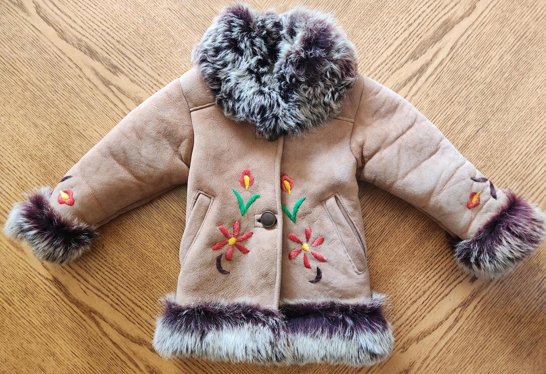 Toddler Girl Sheepskin Wool Inuit Parka Eskimo Coat Boho Needlework ...