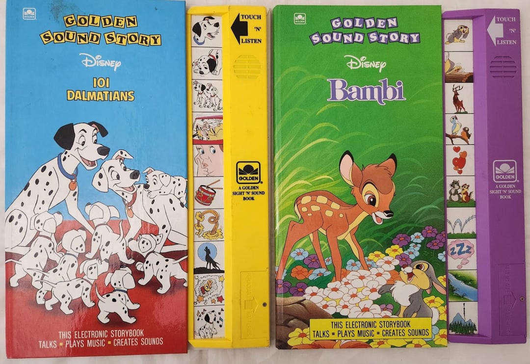 Vintage Set 2 Golden Sound Story Books Disney 101 Dalmatians & Bambi ...
