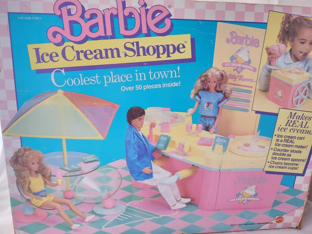 Vintage 1987 Barbie Ice Cream Maker Shoppe Playset Mattel Original Box ...