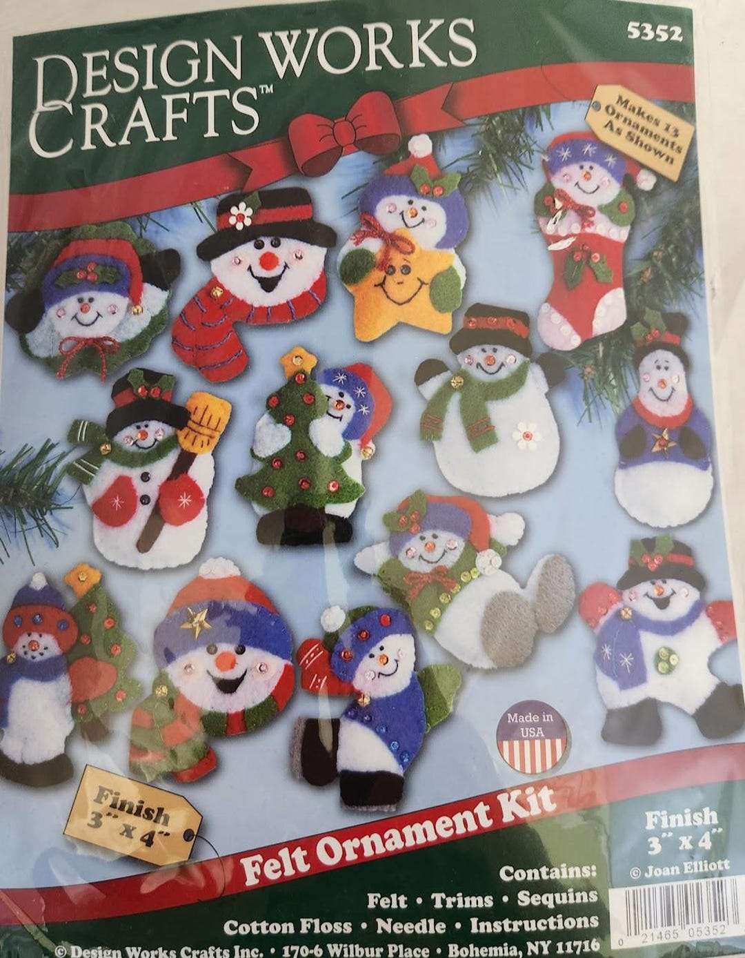 Design Works Christmas Craft Kit Sequin Felt Ornament Snowmen Joan ...